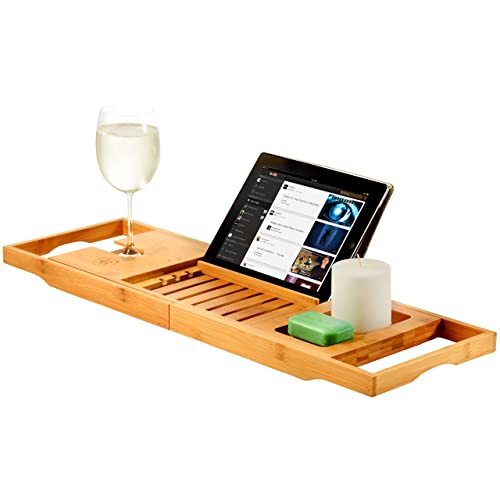 Premium Bamboo Shower Bench, Bamboo Bathtub Tray Caddy, and Bathroom Floor Mat