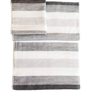 IPPINKA Senshu Japanese Towel, Ultra Soft, Quick-Drying, Two-Tone Stripes, Grey (Set of 3 Towels)