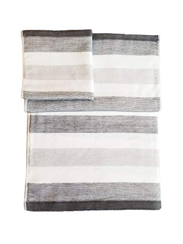 IPPINKA Senshu Japanese Towel, Ultra Soft, Quick-Drying, Two-Tone Stripes, Grey (Set of 3 Towels)