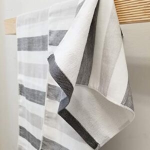 IPPINKA Senshu Japanese Towel, Ultra Soft, Quick-Drying, Two-Tone Stripes, Grey (Set of 3 Towels)