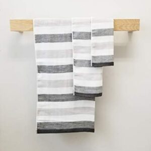 IPPINKA Senshu Japanese Towel, Ultra Soft, Quick-Drying, Two-Tone Stripes, Grey (Set of 3 Towels)