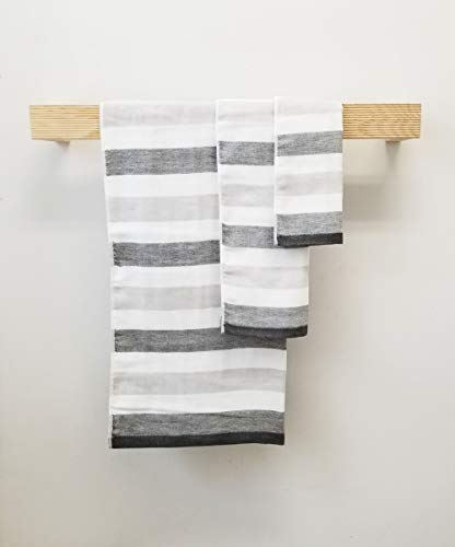 IPPINKA Senshu Japanese Towel, Ultra Soft, Quick-Drying, Two-Tone Stripes, Grey (Set of 3 Towels)