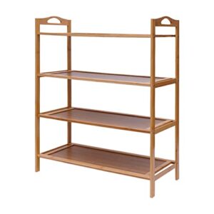 monipa bamboo shoe rack organizer for entryway, 4 tier free standing shoe self storage for hallway closet living room