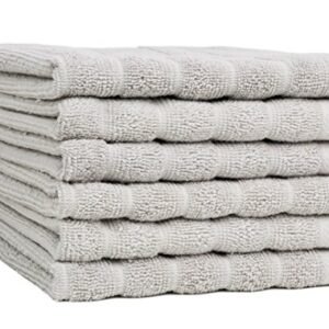 6 Pack Luxurious Soft Hotel &Spa Quality 100% Cotton Washcloth Face Towels Set for Bath, 12"x12" inch(Grey)