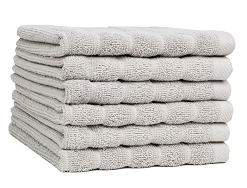 6 Pack Luxurious Soft Hotel &Spa Quality 100% Cotton Washcloth Face Towels Set for Bath, 12"x12" inch(Grey)