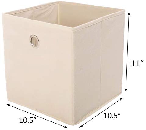 Amelitory Storage Bins Foldable Cube Organizer Fabric Drawer Set of 6 Beige