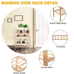 Unizooke 6-Tier Bamboo Shoe Rack for Entryway, Premium Stackable Shoe Rack Free Standing Shoe Racks for Closet Bedroom Cloakroom Study Kitchen Garden Balcony.