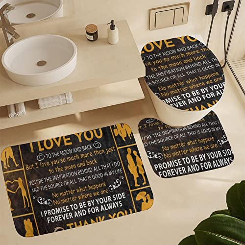 Zkswdez BASKETBALLTO My Wife I Love You 4pcs Shower Curtain Sets with Non Slip Rugs, Toilet Lid Cover and Bath Mat, Shower Curtain with 12 Hooks for Bathroom