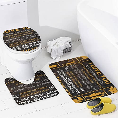 Zkswdez BASKETBALLTO My Wife I Love You 4pcs Shower Curtain Sets with Non Slip Rugs, Toilet Lid Cover and Bath Mat, Shower Curtain with 12 Hooks for Bathroom