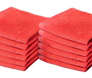 Maymarg 100 % Cotton Towels (Tomato, Washcloths - Set of 12, 12x12)