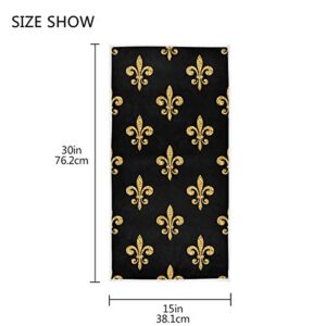 susiyo Gold Glitter Fleur-De-Lis Hand Towels Soft Highly Absorbent Large Hand Towels Fashion Print Fingertip Towels Bath Towel Multipurpose for Hand Face Bathroom Gym Hotel Spa (30 x 15 inch)