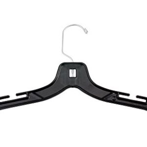 NAHANCO 2900 Extra Large Plastic Shirt/Dress Hanger with Chrome Swivel Hook, Heavy Weight, 19", Black (Pack of 100)