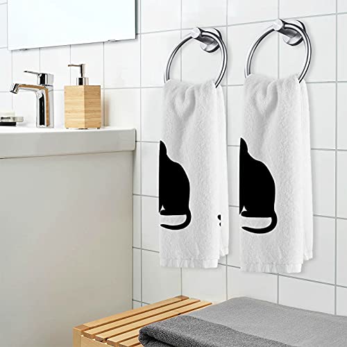 ALAZA Black Cat and Paw Prints Towels 100% Cotton Hand Towel for Bathroom 16 x 30 inch, Absorbent Soft & Skin-Friendly, 2 Pieces