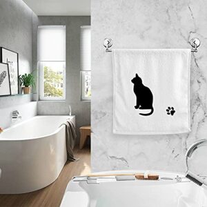 ALAZA Black Cat and Paw Prints Towels 100% Cotton Hand Towel for Bathroom 16 x 30 inch, Absorbent Soft & Skin-Friendly, 2 Pieces