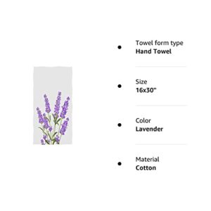 Naanle Chic Beautiful Lavender Flower Print Elegant Print Soft Large Hand Towels for Bathroom, Hotel, Gym and Spa (16" x 30,White)