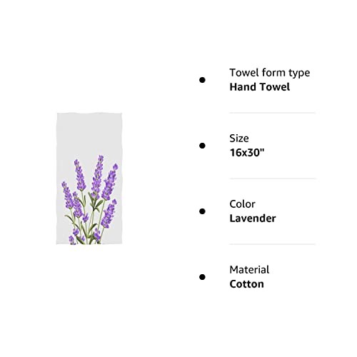 Naanle Chic Beautiful Lavender Flower Print Elegant Print Soft Large Hand Towels for Bathroom, Hotel, Gym and Spa (16" x 30,White)