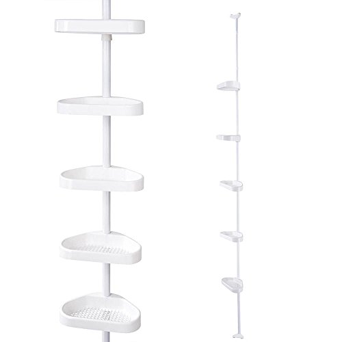 5 Layers Shower Corner Pole Caddy Shelf Holder Bathroom Storage Rack Organizer