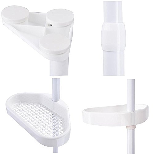 5 Layers Shower Corner Pole Caddy Shelf Holder Bathroom Storage Rack Organizer