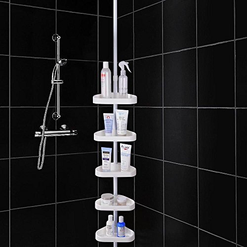 5 Layers Shower Corner Pole Caddy Shelf Holder Bathroom Storage Rack Organizer