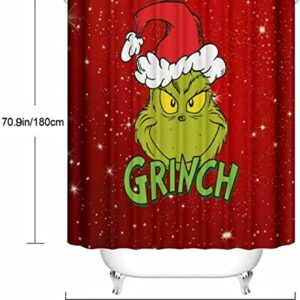 ZMMB Christmas Shower Curtain 4 Piece Sets with Non-Slip Rugs,Toilet Lid Cover and Bath Mat,Christmas Shower Curtain with 12 Hooks Bathroom Set Holiday Home Decor