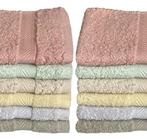 Washcloths, Set of 12 - 100% Ring Spun Cotton Wash Cloth – Thick Loop Pile Washcloth - Extra Absorbent and Soft – Lint Free Face Towel – Perfect for Bathroom Machine Washable Size 13 X 13 inch.