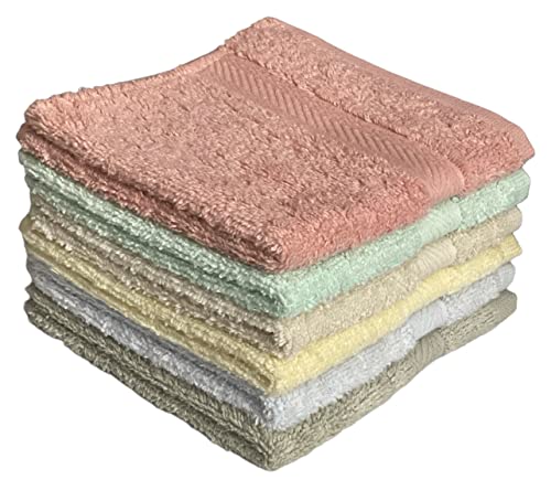 Washcloths, Set of 12 - 100% Ring Spun Cotton Wash Cloth – Thick Loop Pile Washcloth - Extra Absorbent and Soft – Lint Free Face Towel – Perfect for Bathroom Machine Washable Size 13 X 13 inch.