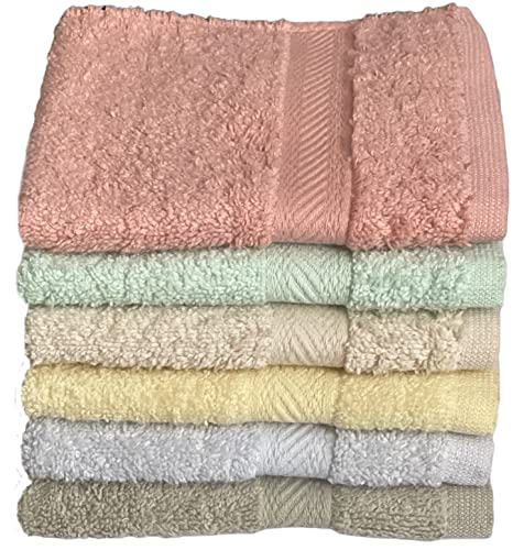 Washcloths, Set of 12 - 100% Ring Spun Cotton Wash Cloth – Thick Loop Pile Washcloth - Extra Absorbent and Soft – Lint Free Face Towel – Perfect for Bathroom Machine Washable Size 13 X 13 inch.