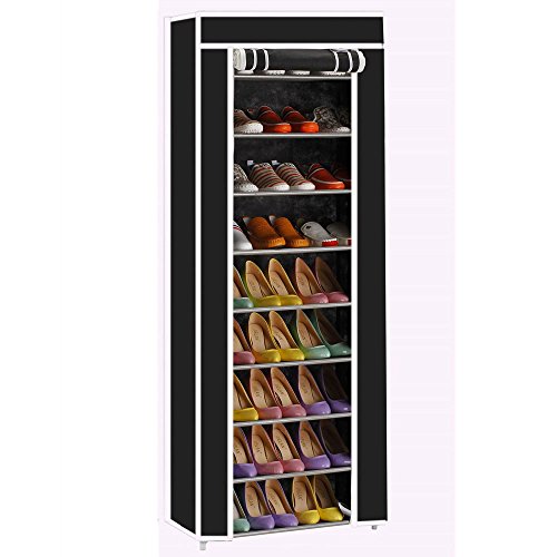 Faint 10 Tiers Shoe Rack with dustproof Cover Dormitory Simple Collect Rac,Collect Colthes,Shoes, Books, Sundries