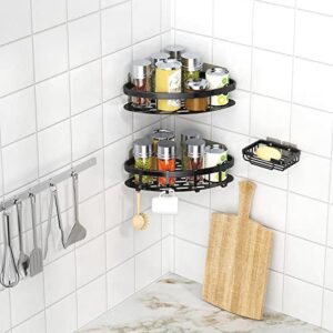 DeaGenlte Corner Shower Caddy, 3-Pack Shower Caddy Corner Shelf, No Drilling Adhesive Shower Wall Caddy with 4 Hooks, Shower Caddies for Kitchen, Dorm and Bathroom