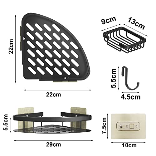 DeaGenlte Corner Shower Caddy, 3-Pack Shower Caddy Corner Shelf, No Drilling Adhesive Shower Wall Caddy with 4 Hooks, Shower Caddies for Kitchen, Dorm and Bathroom