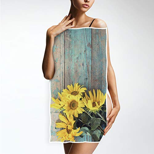 ALAZA Hand Towels Yellow Sunflowers on Old Wooden Boards Soft Face Towels Highly Absorbent 30x15 inch Fingertip Towels Kids Bath Towel Multipurpose Decor for Gym Beach Yoga Bathroom Towels