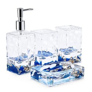 locco decor 4 piece acrylic liquid 3d floating motion bathroom vanity accessory set shell