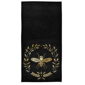 agona vintage gold bee floral hand towel ultra soft absorbent fingertip towels large decorative bath towels multipurpose for bathroom kitchen gym yoga spa 30 x15 inch