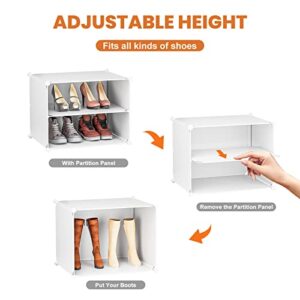 Shoe Rack Organizer,6 Tier Shoe Organizer for Closet, Stackable 24 Pair Covered Shoe Rack Shoe Shelves Shoe Storage Shoe Cabinet for Entryway Bedroom Hallway（White）