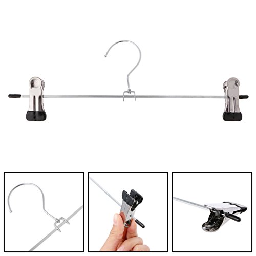 Beerty Stainless Steel Pants Skirt Hangers Clothes Hanger Rack with 2 Adjustable Stand Clips for Home Closet Storage Space Saving