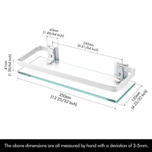 KES Aluminum Bathroom Glass Shelf Tempered Glass Rectangular 1 Tier Extra Thick Silver Wall Mounted, A4126A