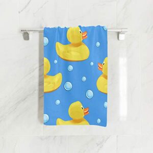 DOMIKING Cute Rubber Ducks Print Soft Bath Towel Absorbent Fade Resistant Pool Beach Bath Towel for Bathroom Hotel Gym and Spa, 30"x15"