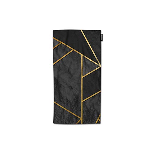 AOYEGO Geometric Hand Towel Triangle Gold Patchwork Collage Luxury Polygon Striped Line Bath Hand Towels Lightweight Decorative 30X15 Inch Soft Polyester-Microfiber for Kitchen Black