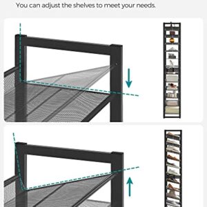 SONGMICS Shoe Rack, 12-Tier Tall Metal Shoe Storage Organizer for Closet, Entryway, Garage, Set of 2 6-Tier Big Stackable Shoes Rack Shelf, Adjustable Feet & Slanted Shelves, Holds 48-60 Pairs, Black