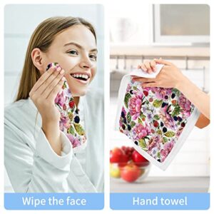 xigua Watercolor Flowers Wash Cloths 4 Pack - 12 x 12 Inch Super Soft Washcloths for Your Face and Body - 100% Cotton Highly Absorbent Baby Face Towel