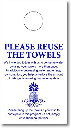 Towel Reuse Door Hanger, Card for Home, Office, Hotels and Hospitality (Pack of 100)