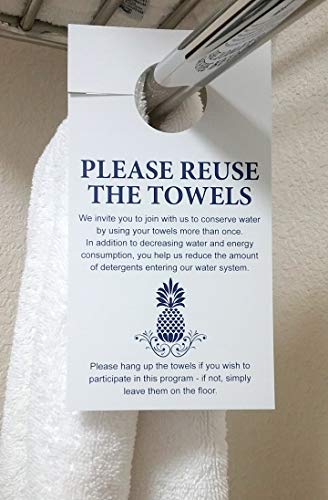 Towel Reuse Door Hanger, Card for Home, Office, Hotels and Hospitality (Pack of 100)