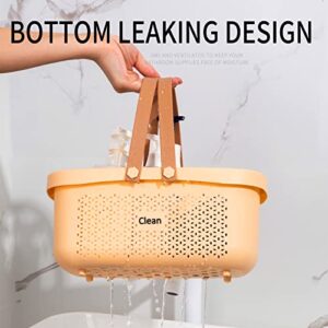 HAPPY MOTTE Plastic Portable Shower Caddy, Bathroom Shower Caddy Basket Tote With Handle For Collage Dorm Camp Travel Pink