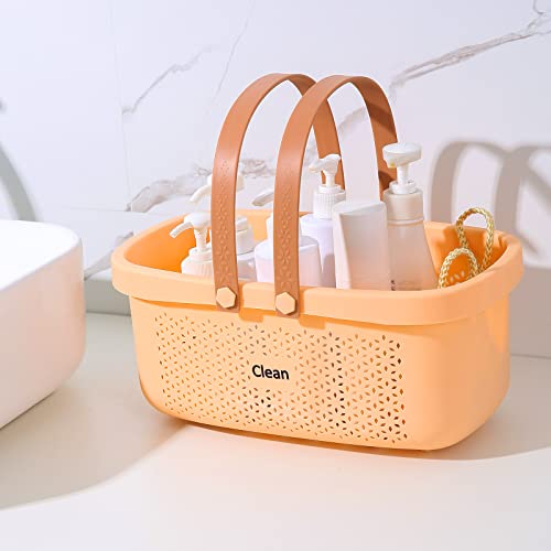 HAPPY MOTTE Plastic Portable Shower Caddy, Bathroom Shower Caddy Basket Tote With Handle For Collage Dorm Camp Travel Pink