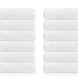 Raymond Clarke® Washcloths, Face Towels Cotton White Twelve Pack, 12x12 inch, Ultra Soft face Cloths White, Spa Towels, fingertip Towels, Nail Towels (White, 12)