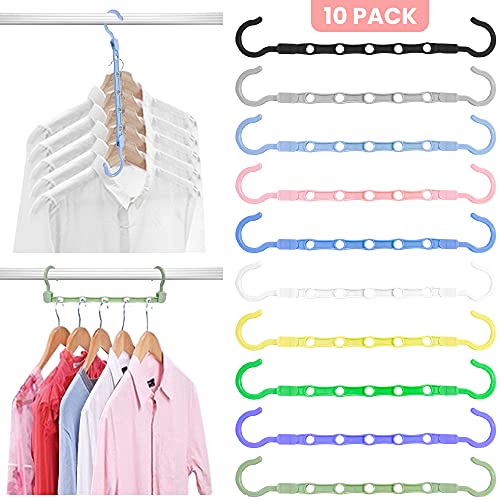 10 Pack Space Saving Hangers, Magic Closet Organization Clothes Hanger, Hanger Organizer for Closet, Closet Organizers and Storage for Room Wardrobe Heavy Clothes, Shirts ,Pants, Dresses, Coats