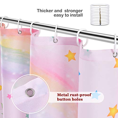 Rainbow Unicorn Bathroom Sets with Shower Curtain Rugs Mats Non Slip Waterproof Bathroom Decorations Accessory Sets 4 PCS with Rugs Toilet Lid Cover Bath Mat for Kids Girls