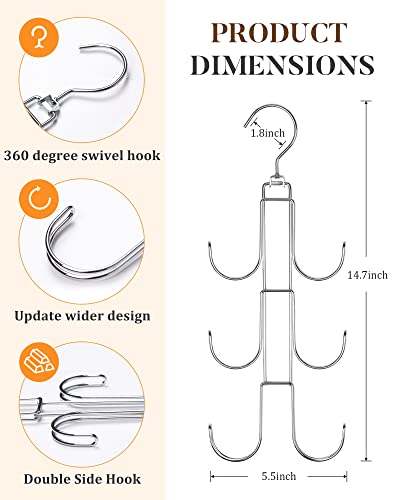 Purses Hanger Organizer for Closet, Myfolrena Metal Purse Holder for Closet Space Saving Bag Storage Hook for Hanging Handbags, Belts,Scarves,Tote,Hats,Clothes,Bags,Ties (Silver)