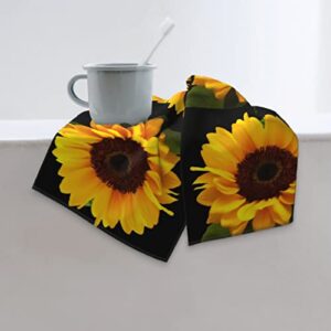 luxteen Single Sunflower On Black Hand Towel Print Bath Bathroom Towel Highly Absorbent Soft Guest Fingertip Towels