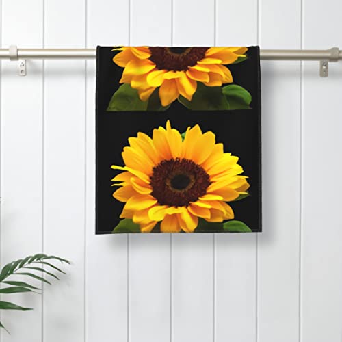 luxteen Single Sunflower On Black Hand Towel Print Bath Bathroom Towel Highly Absorbent Soft Guest Fingertip Towels